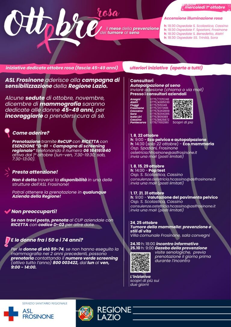 Ottobre rosa: la Asl "illumina" la provincia con la prevenzione ...